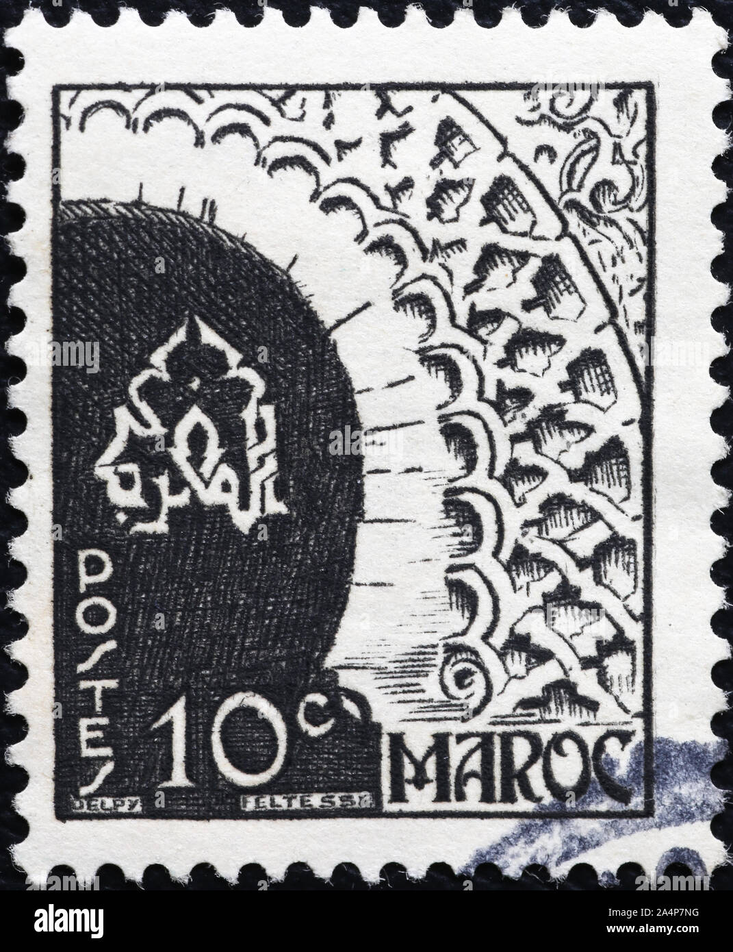Moroccan architectural detail on vintage stamp Stock Photo - Alamy