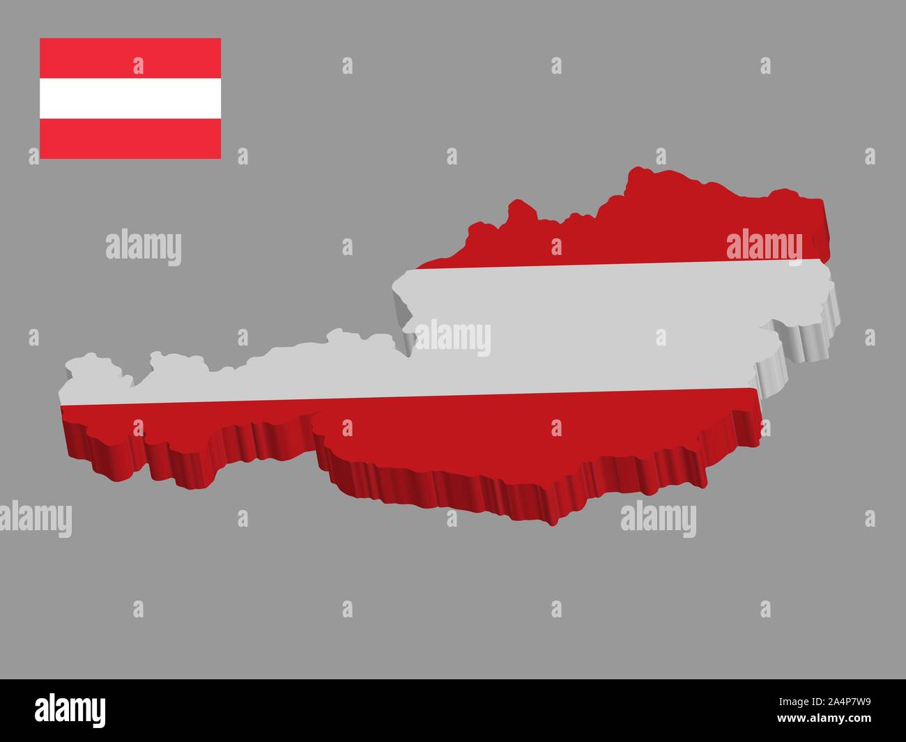 3D Austria Map and Flag Vector illustration eps 10 Stock Vector Image ...