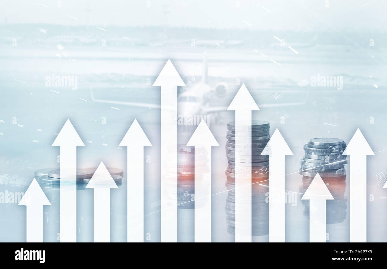 Growth up arrows on futuristic abstract background. Investing or ...