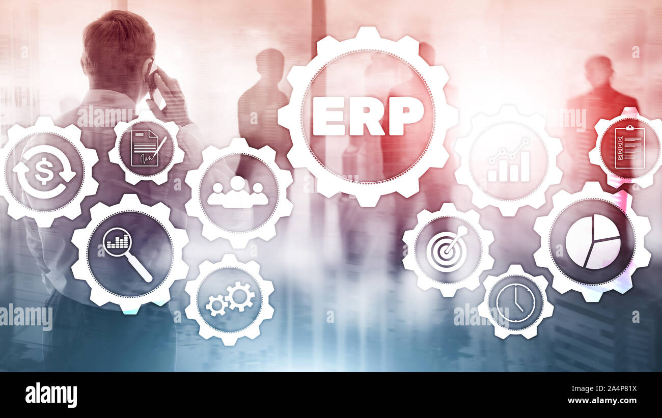 ERP system, Enterprise resource planning on blurred background ...