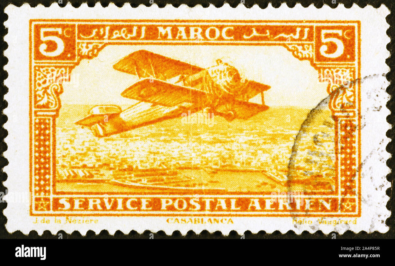 Vintage air mail postage stamp of Morocco Stock Photo - Alamy