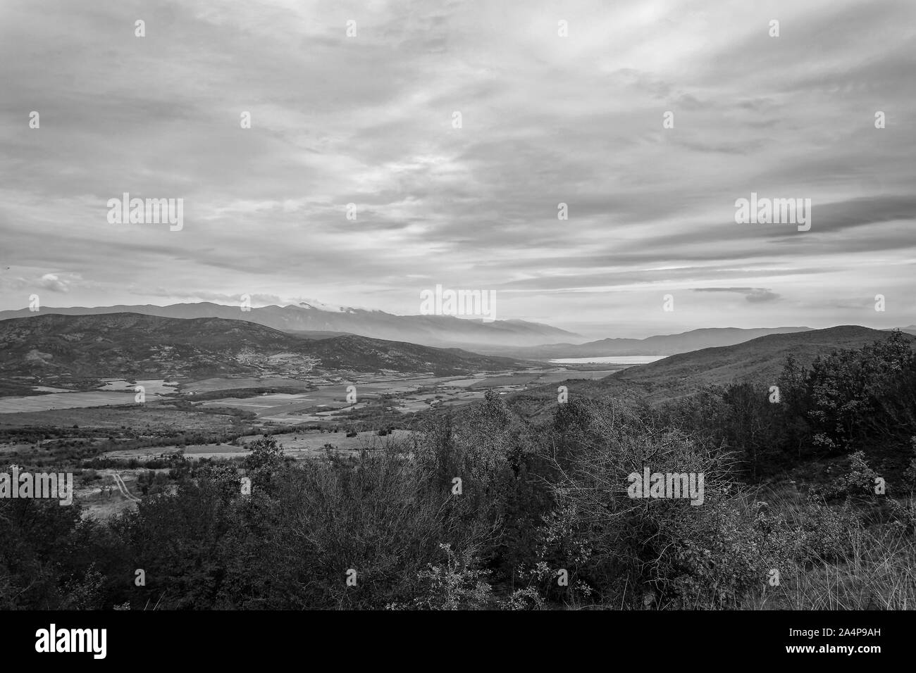 Mountains landscape in autumn. Yellow and brown leaves on trees and ...