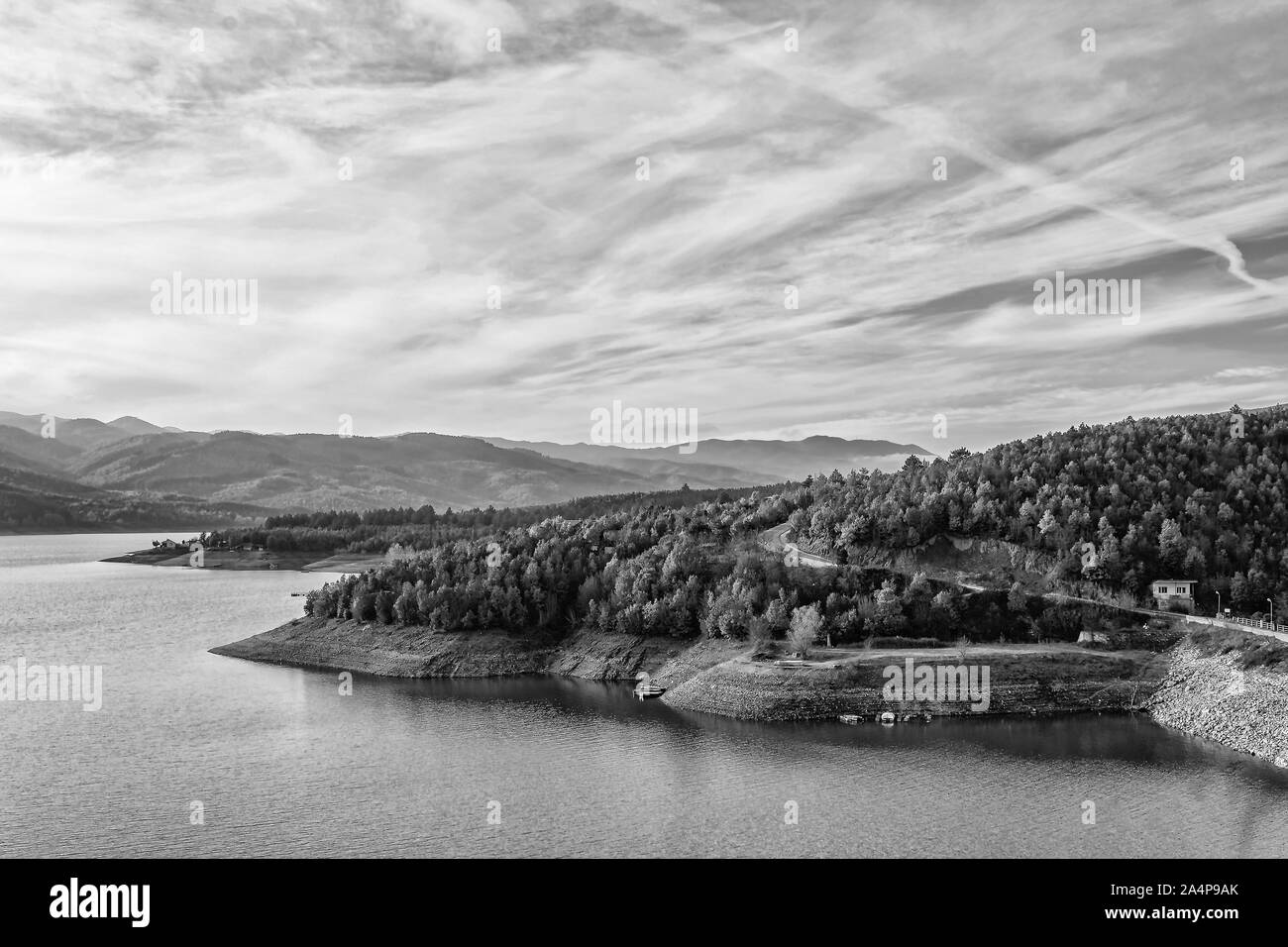 Mountains landscape in autumn. Yellow and brown leaves on trees and ...
