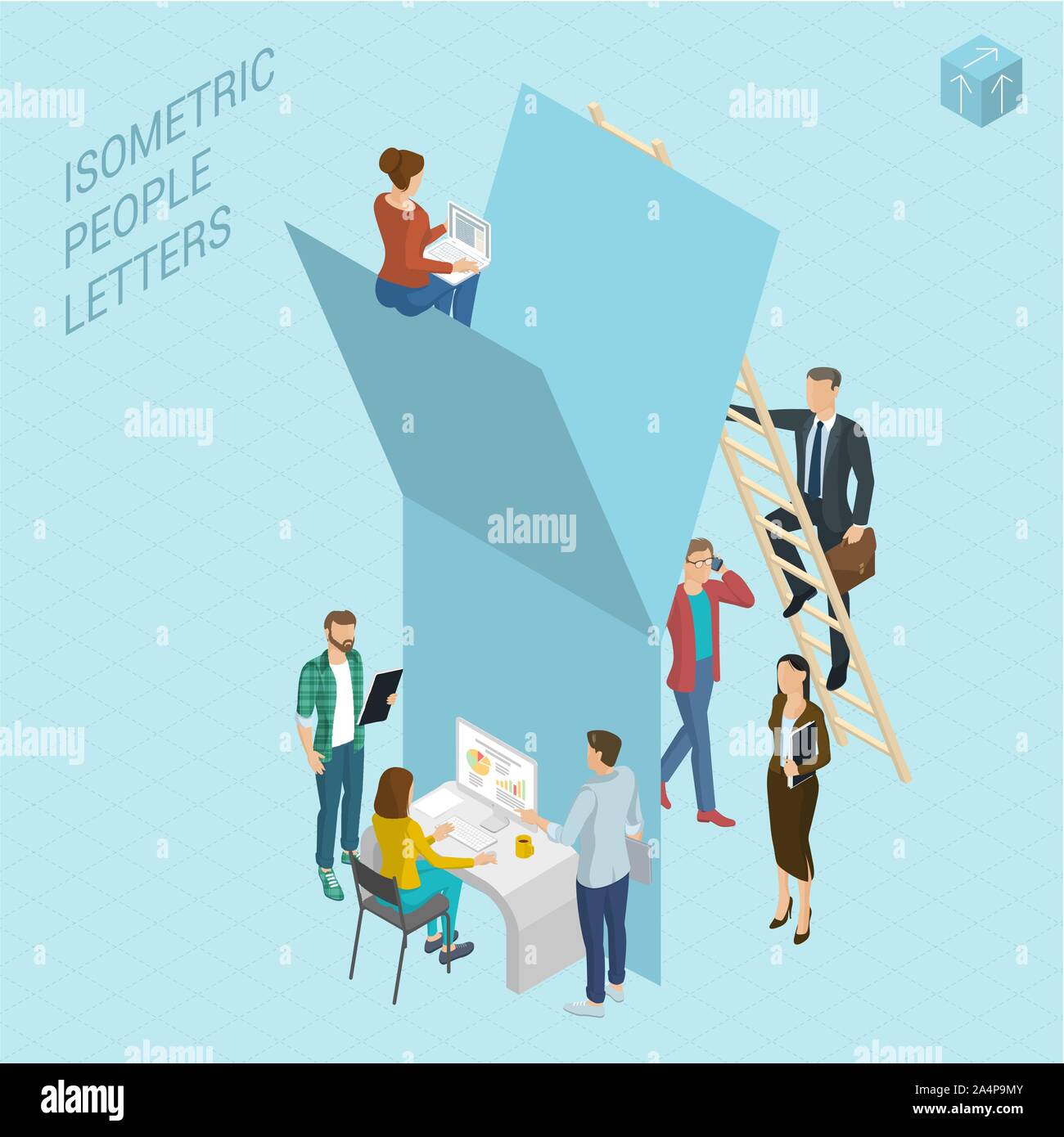 Isometric letters hi-res stock photography and images - Alamy