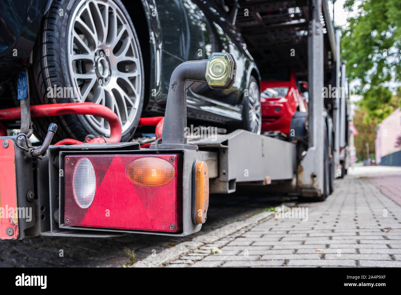 Car transporter logistic Stock Photo - Alamy