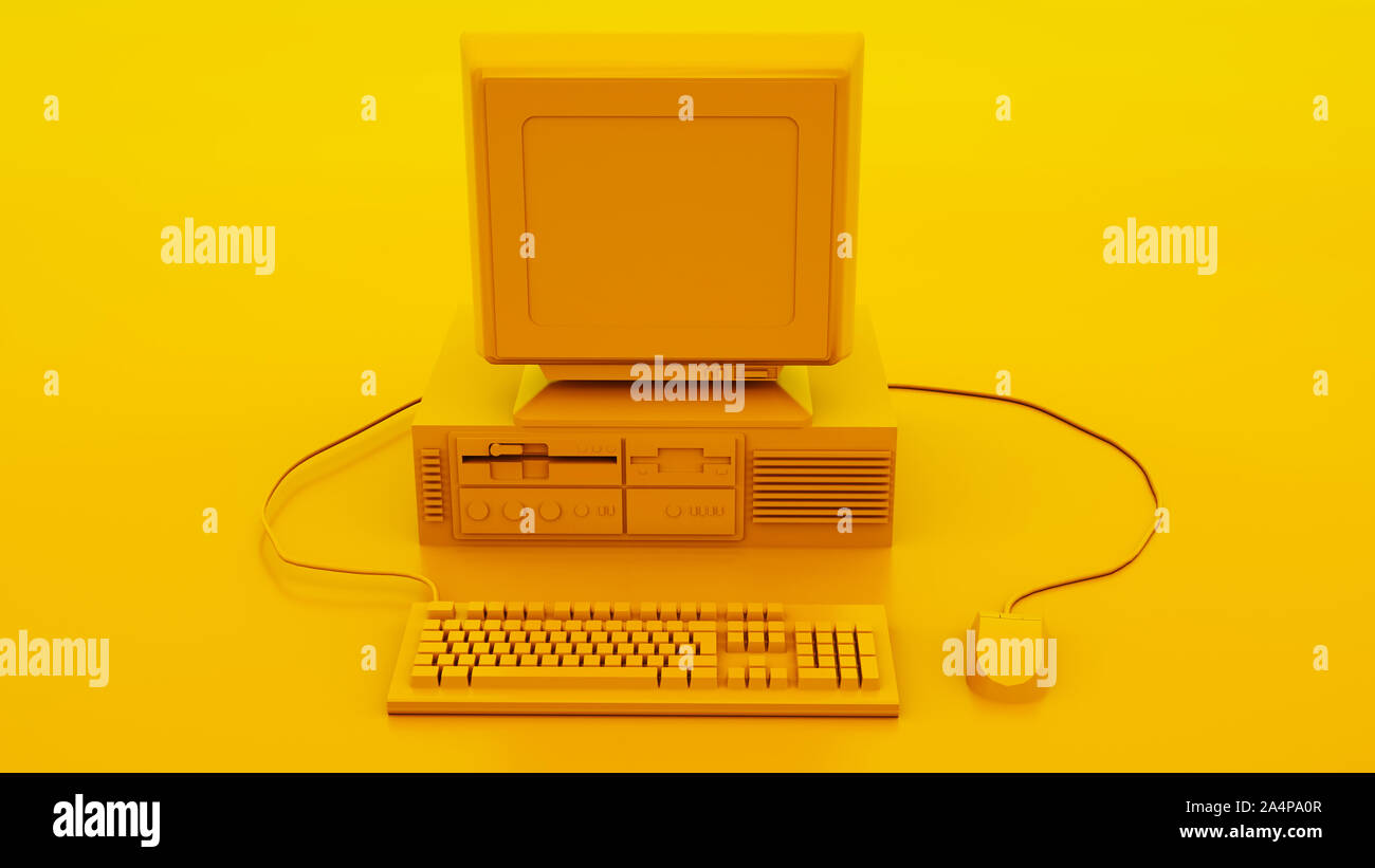 Retro Computer Keyboard and Mouse. 3d illustration Stock Photo - Alamy