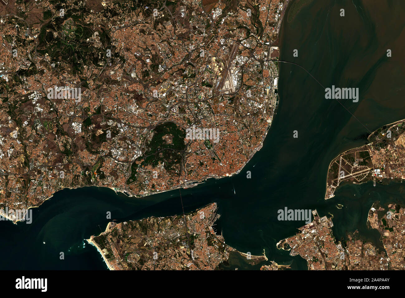Lisbon, the capital of Portugal, seen from space - contains modified ...