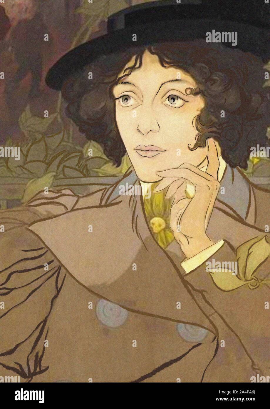 wistful woman illustration Stock Photo - Alamy