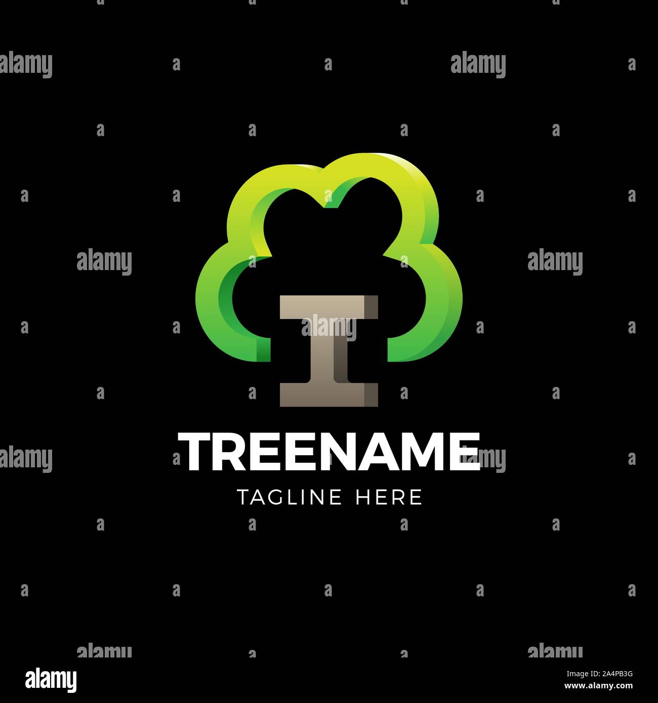 tree logo vector design. Simple green Modern line vector illustration ...