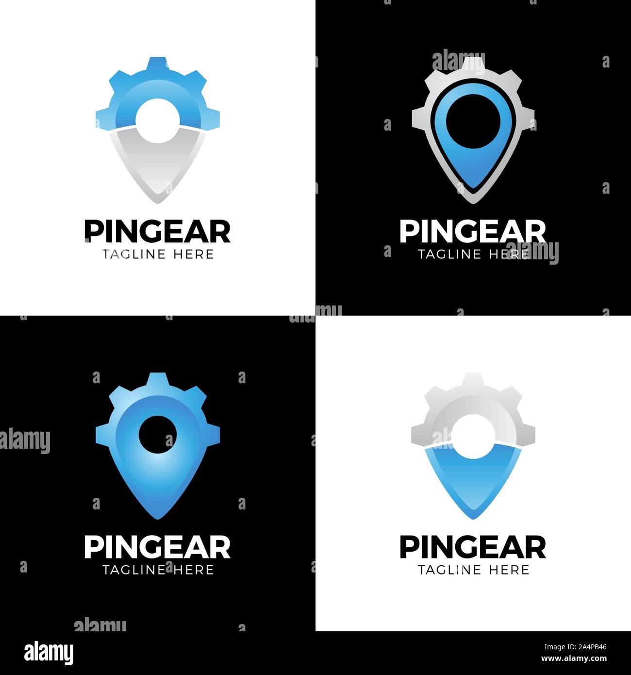 Pin Gear Logo Vector Navigator Simple Icon Symbol Stock Vector Image ...