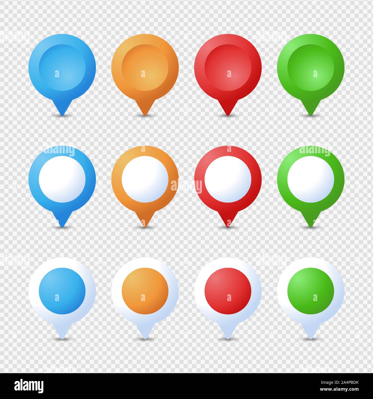 Location pins set. Marker 3D. Map pointer pin vector set isolated. Web location point, pointer ...