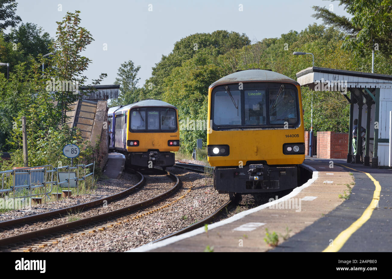 2 Arriva Northern Rail class 144 pacer trains calling at Gainsborough ...