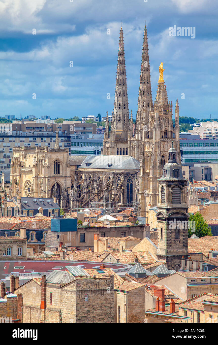 Bordeaux architecture view of Pey Berland Tower and Cathedrale Saint ...
