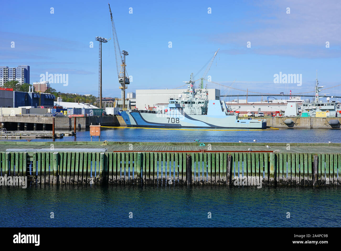 HALIFAX, NOVA SCOTIA -7 OCT 2019- View of a Canadian navy ship at the ...