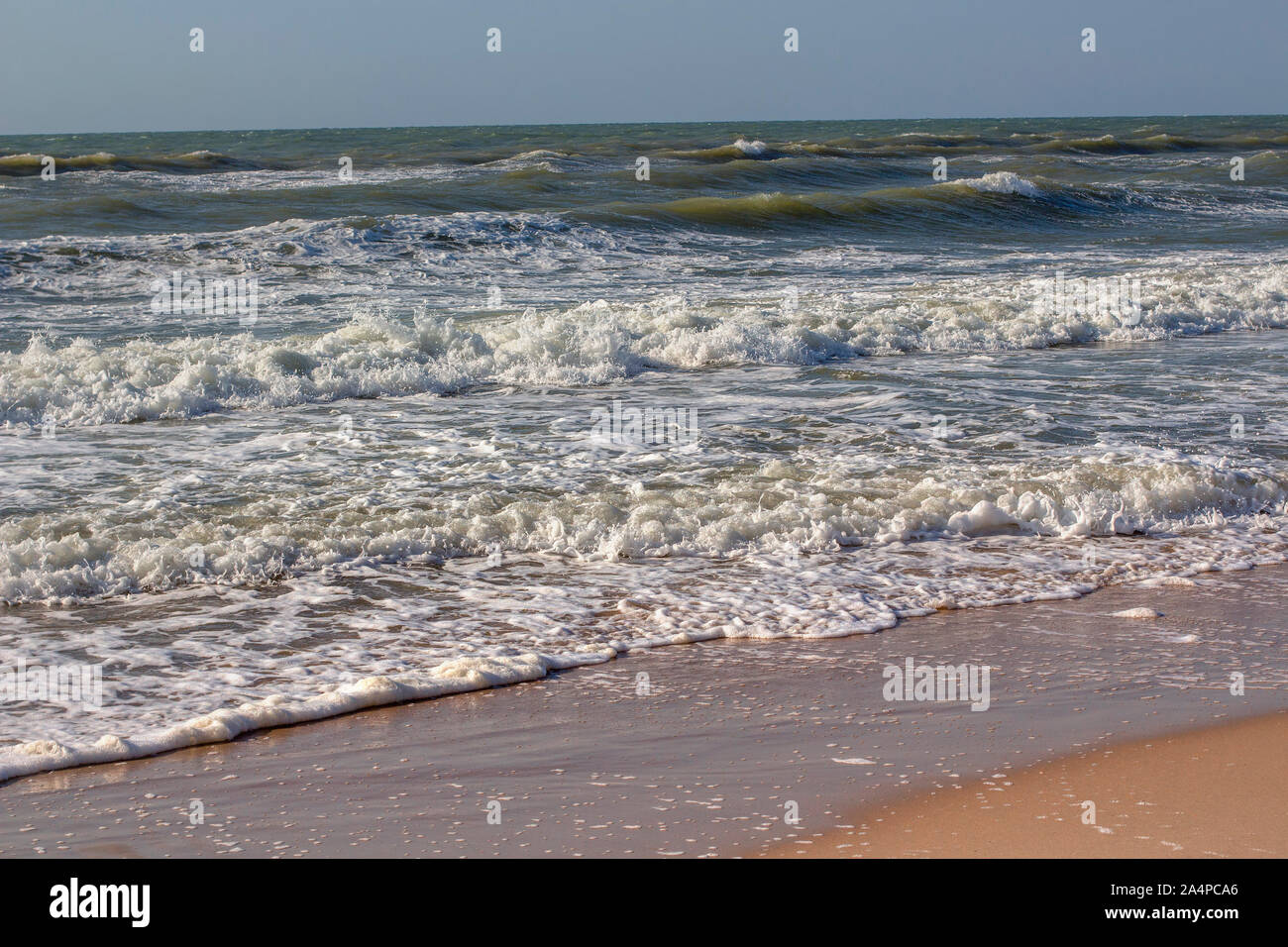 windy weather with waves on the sea Stock Photo - Alamy