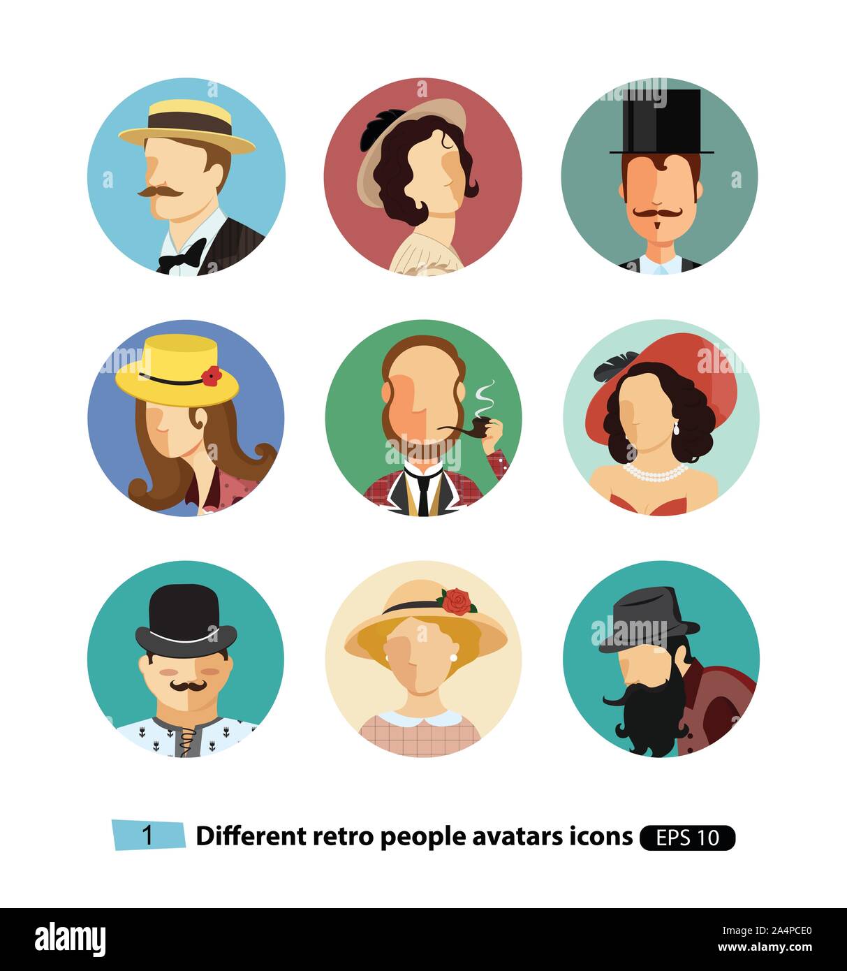 Retro Avatars cartoon people vector cartoon isolated eps 10 Stock ...
