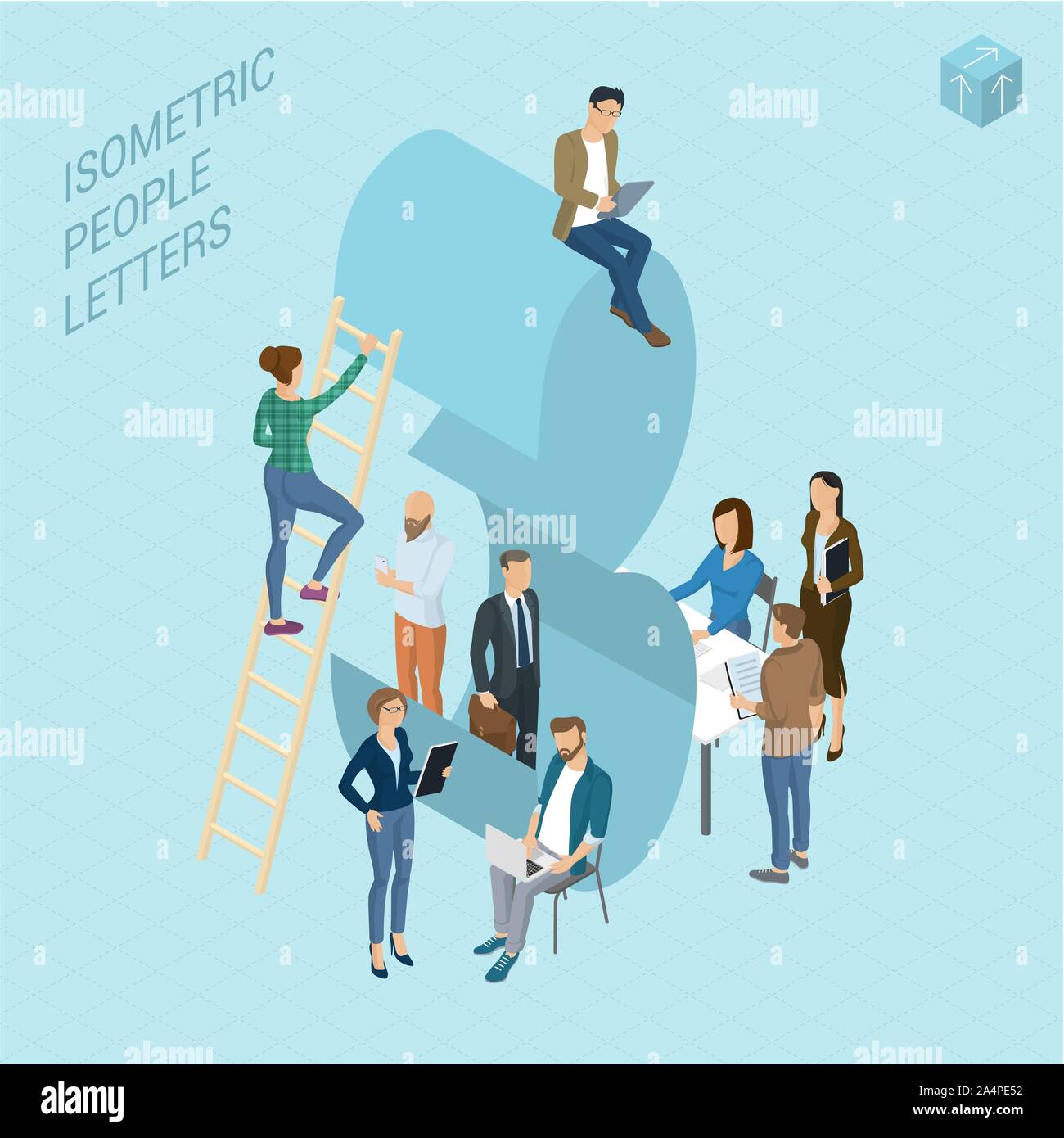 Isometric numbers with people Stock Vector Image & Art - Alamy