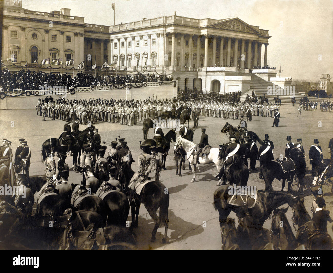 West Point Cadets in Dress Uniforms in Formation outside U.S. Capitol for Inauguration of ...
