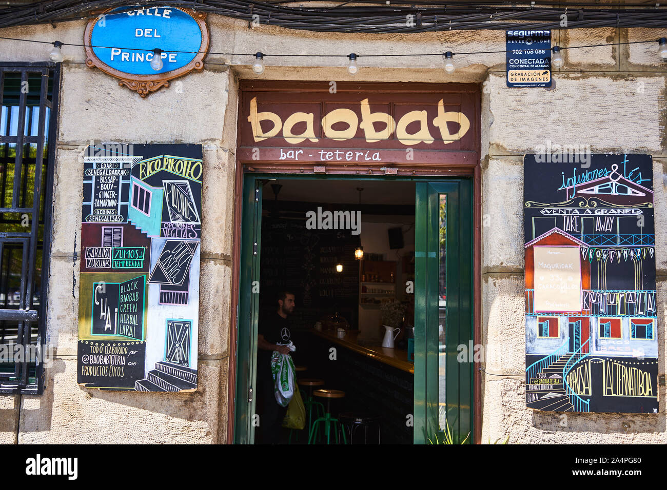 Baobab, bar and teteria next to the riverside in Bilbao Stock Photo - Alamy