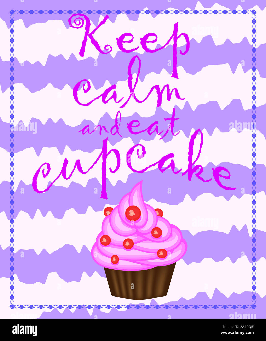 Keep calm and eat cupcakes lettering. Cupcake poster Stock Photo - Alamy