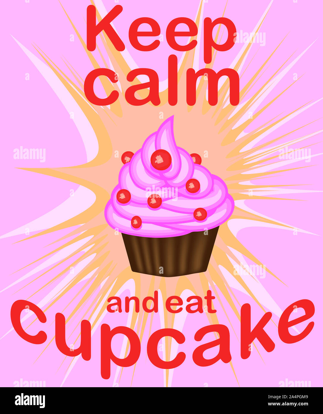 Keep calm and eat cupcakes lettering. Cupcake poster Stock Photo - Alamy