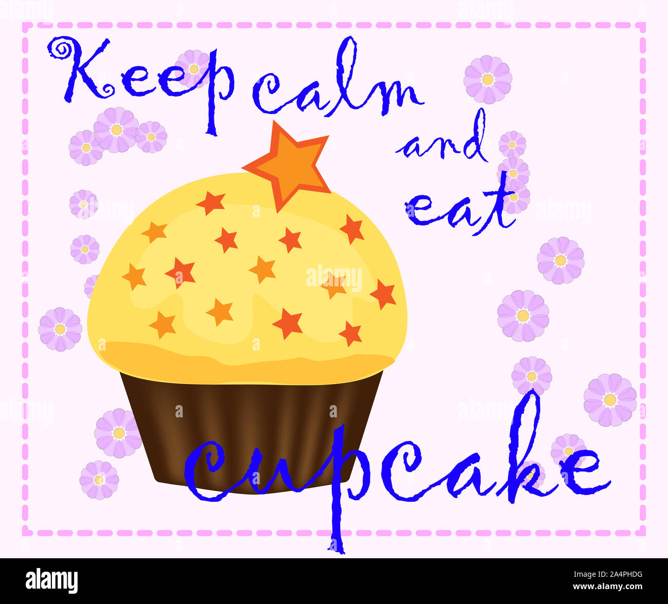 Keep calm and eat cupcakes lettering. Cupcake poster Stock Photo - Alamy