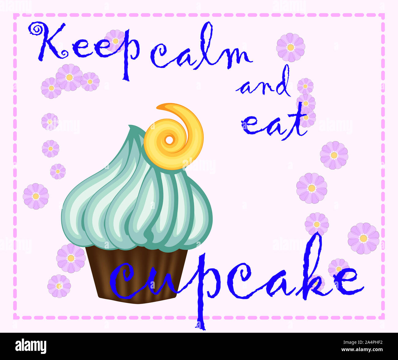 Keep calm and eat cupcakes lettering. Cupcake poster Stock Photo - Alamy