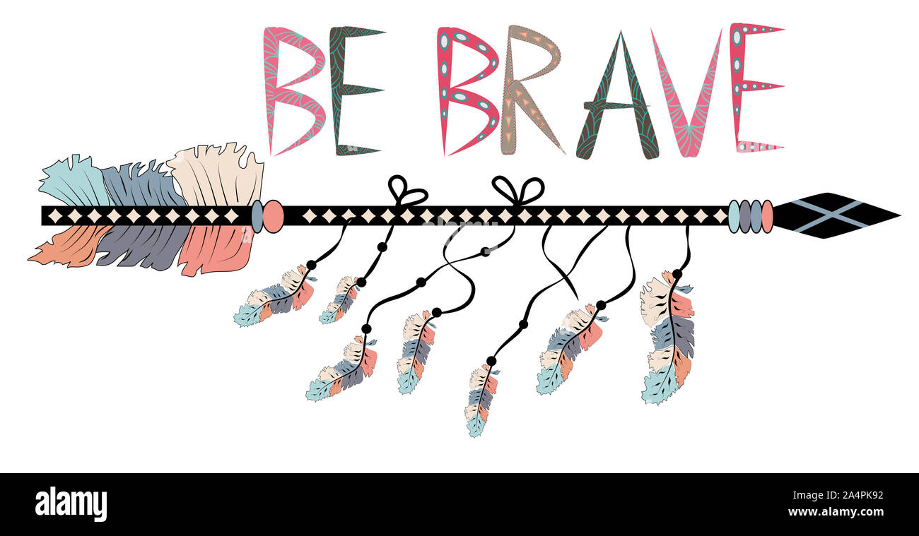 Be brave. Inspirational quote. Modern calligraphy phrase with hand ...
