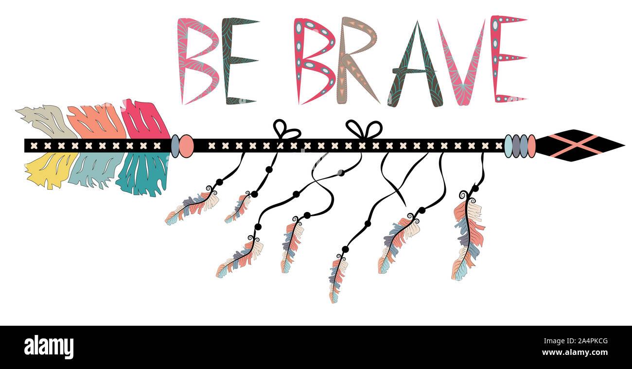Be brave. Inspirational quote. Modern calligraphy phrase with hand ...