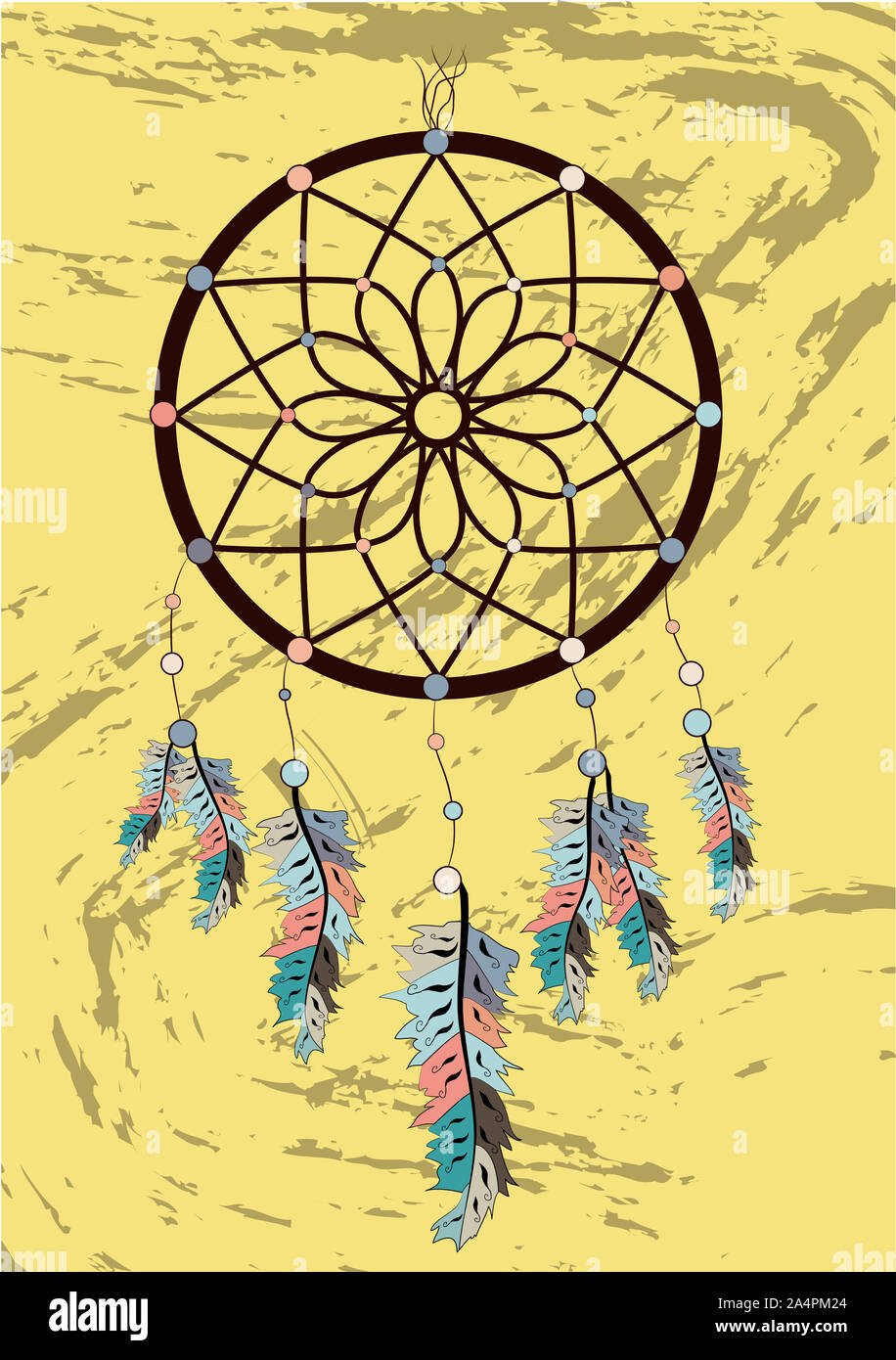 Native american indian dream catcher traditional symbol. Bright card ...