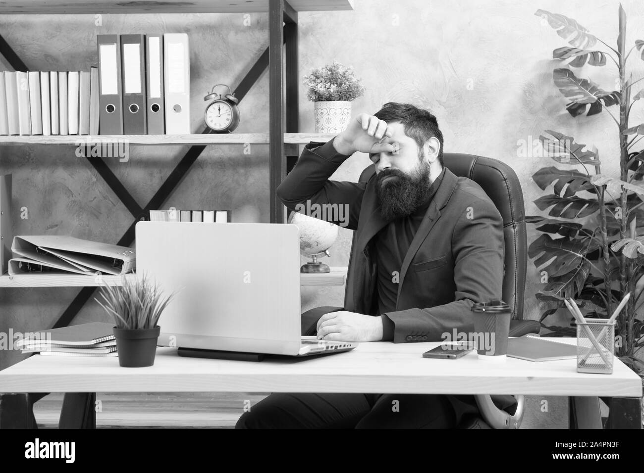 overwork. he needs help. tired businessman in formal outfit. Confident ...