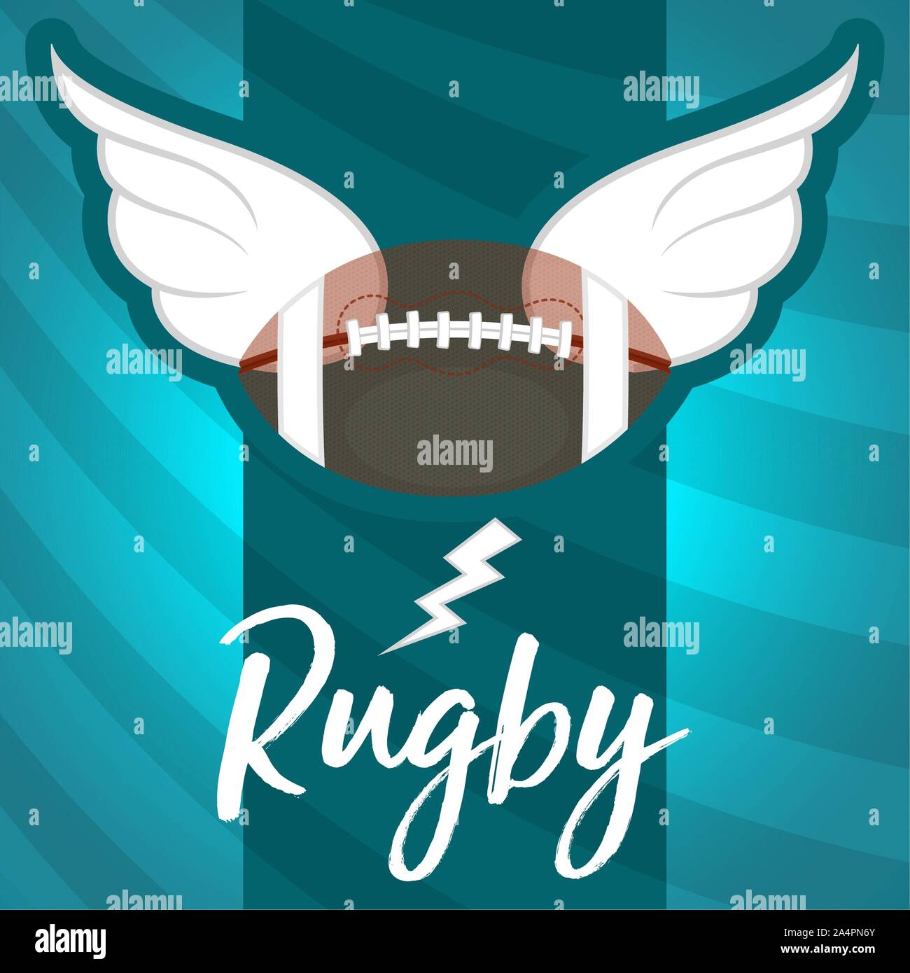 Rugby poster with a ball and wings - Vector illustration Stock Vector ...