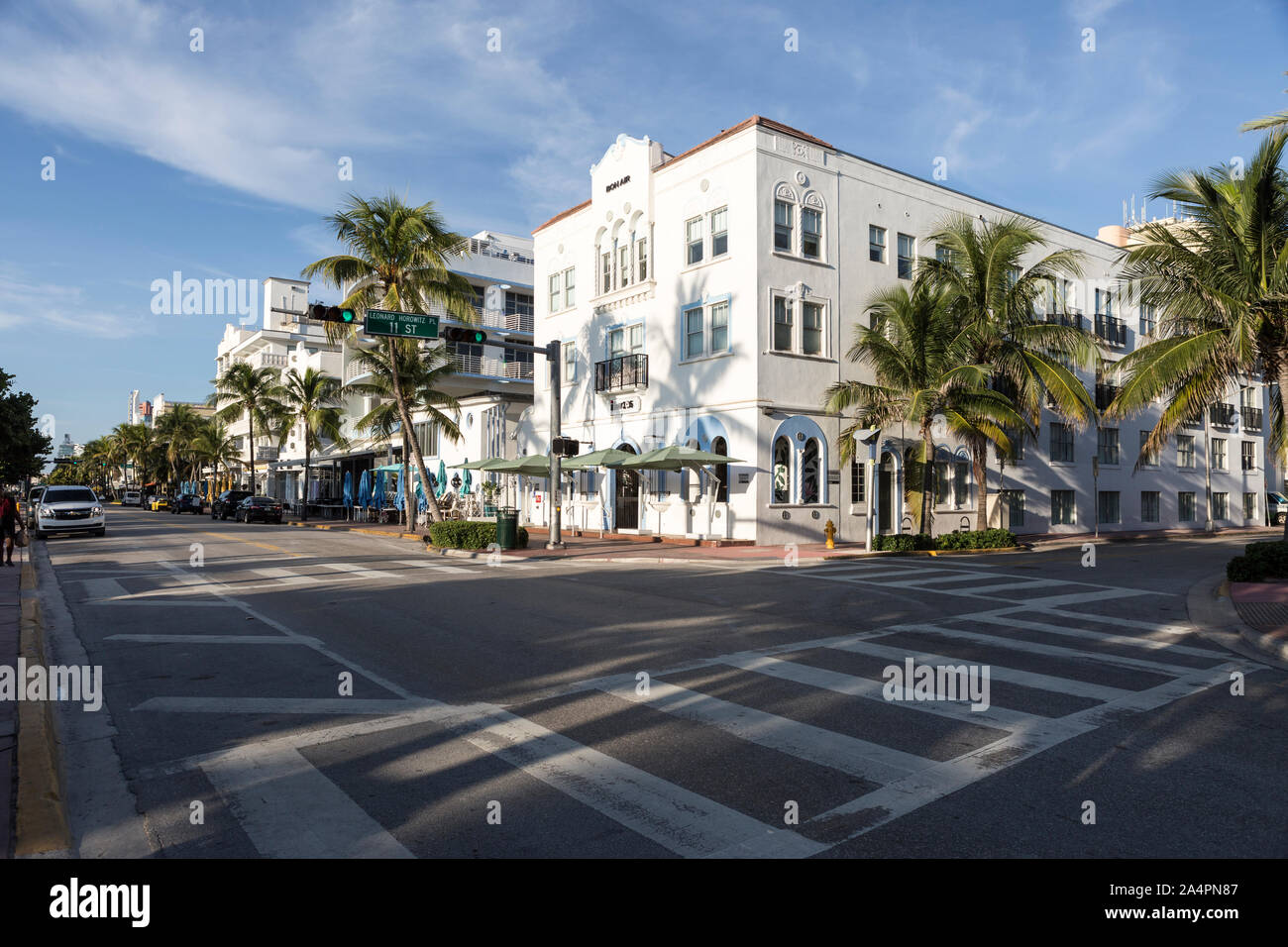 The colorful Art Deco buildings on Ocean Drive in South Beach, Miami ...