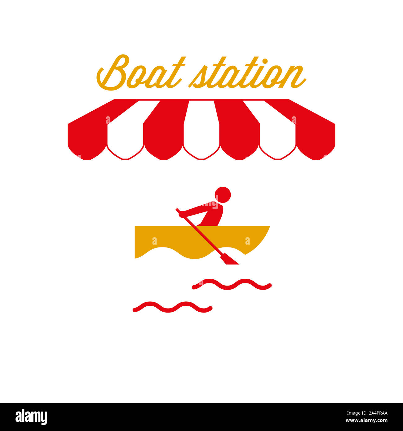 Boat Station Sign, Emblem. Red and White Striped Awning Tent. Rowing ...