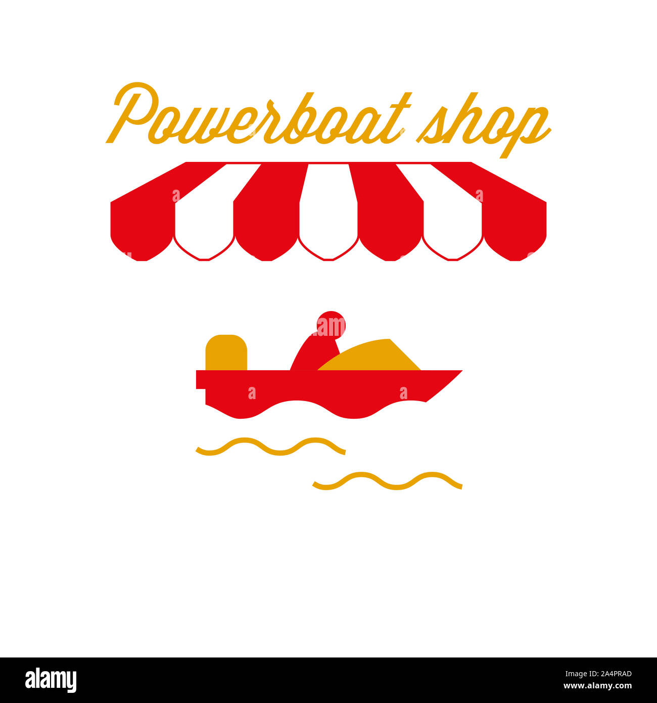 Powerboat Shop Sign, Emblem. Red and White Striped Awning Tent. Motor ...