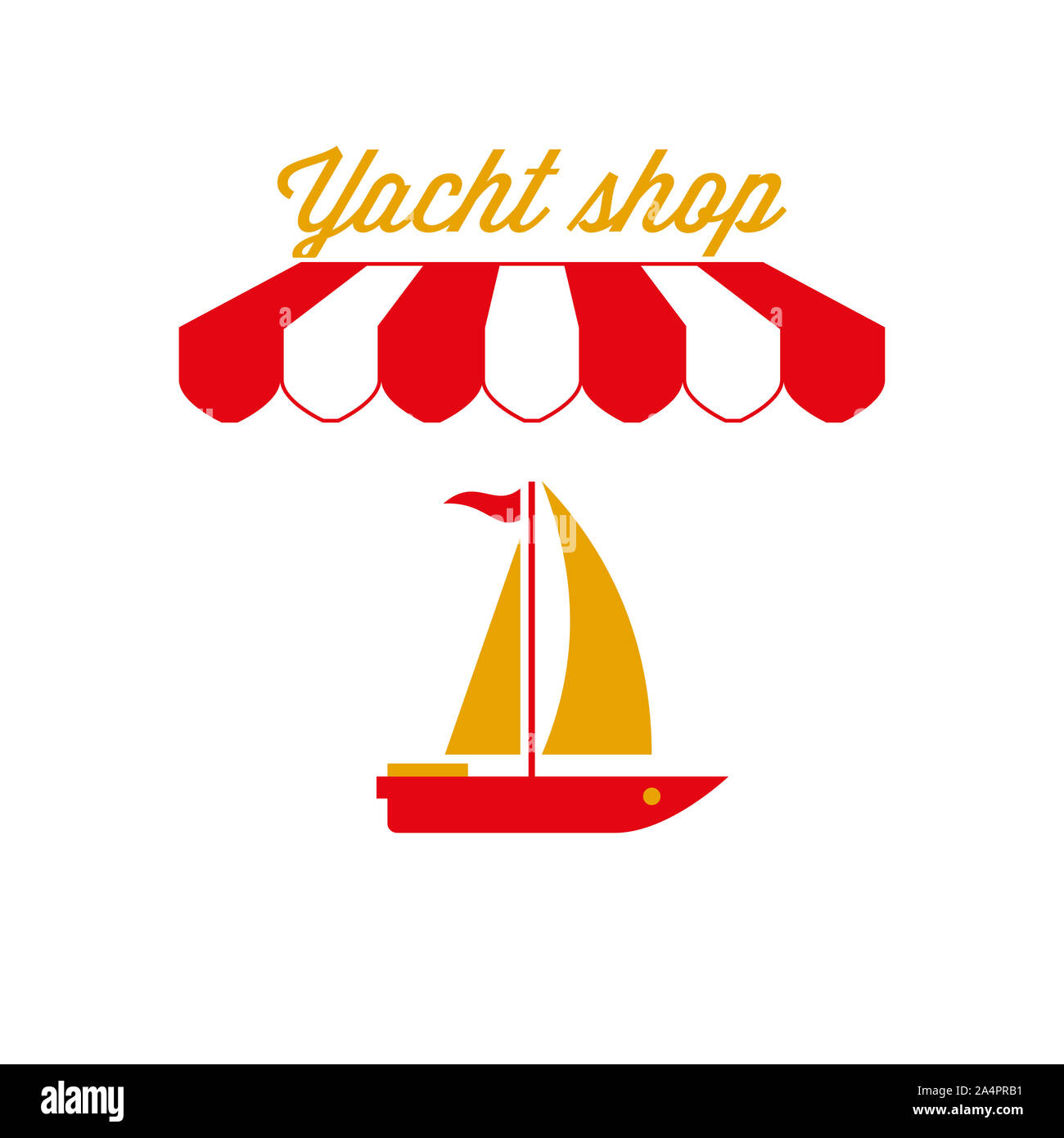 Yacht Shop Sign, Emblem. Red and White Striped Awning Tent. Sailing ...