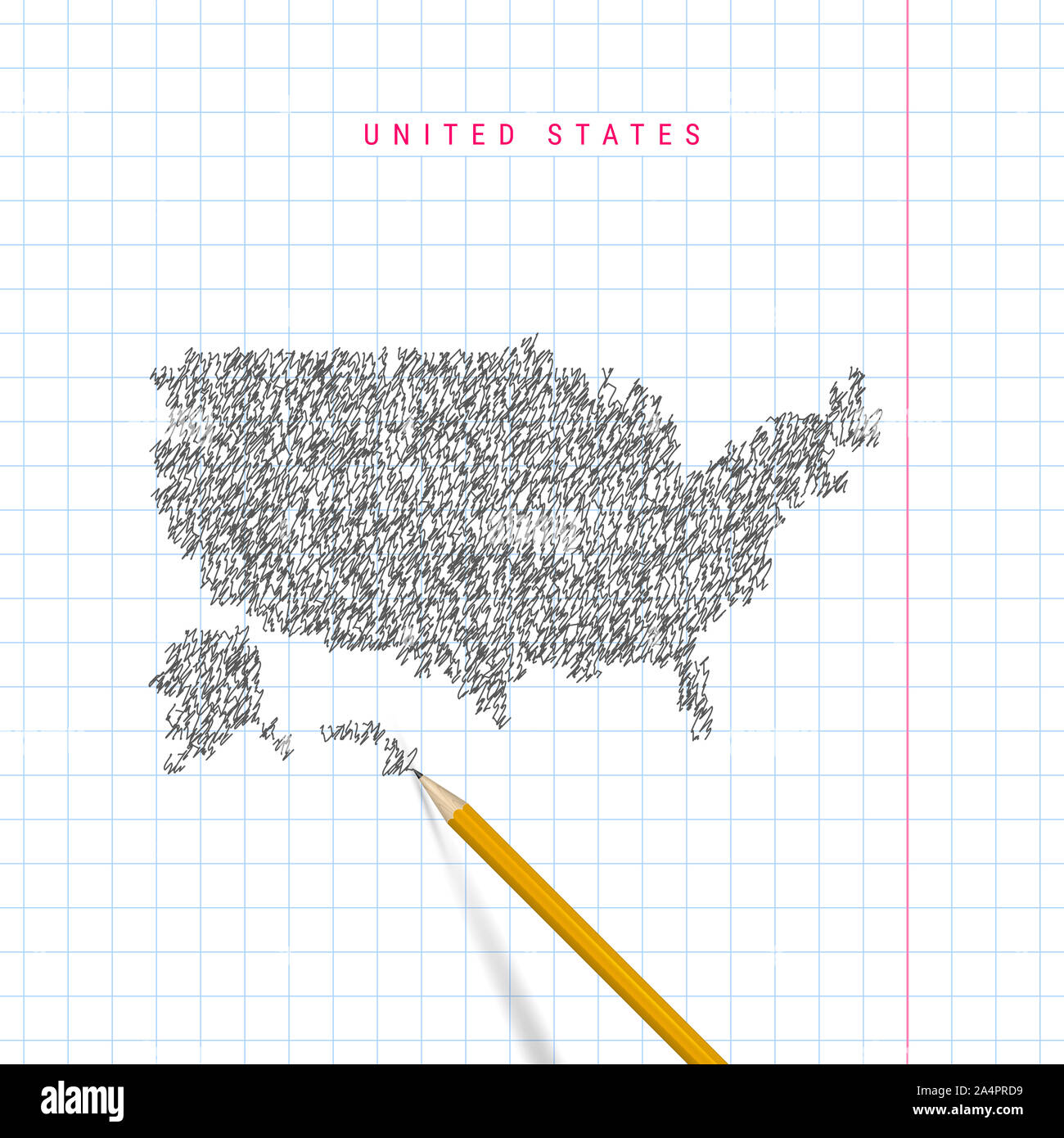 Hand drawn map of usa hi-res stock photography and images - Alamy