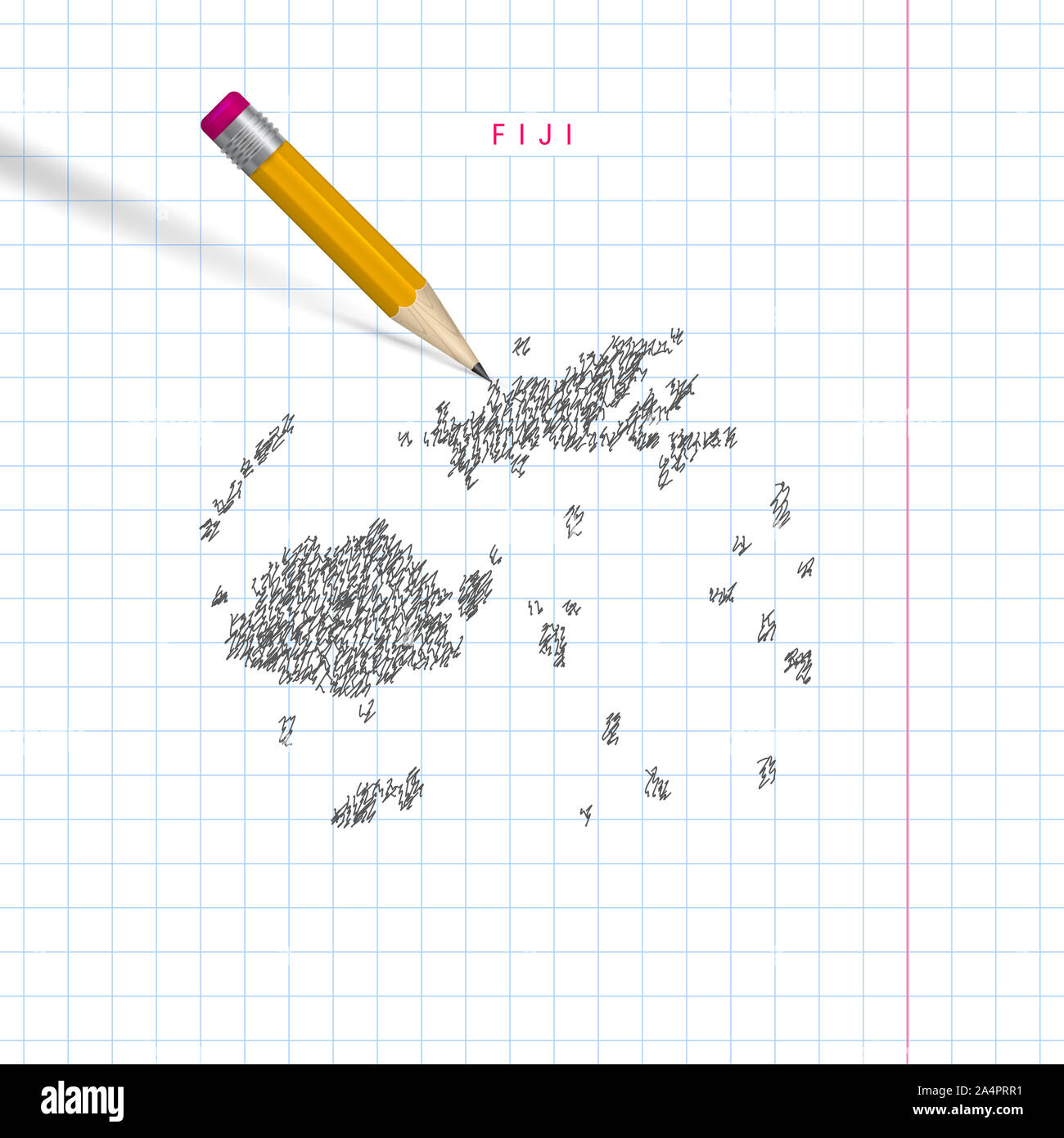 Fiji sketch scribble map drawn on checkered school notebook paper ... Fiji sketch scribble map drawn on checkered school notebook paper ...