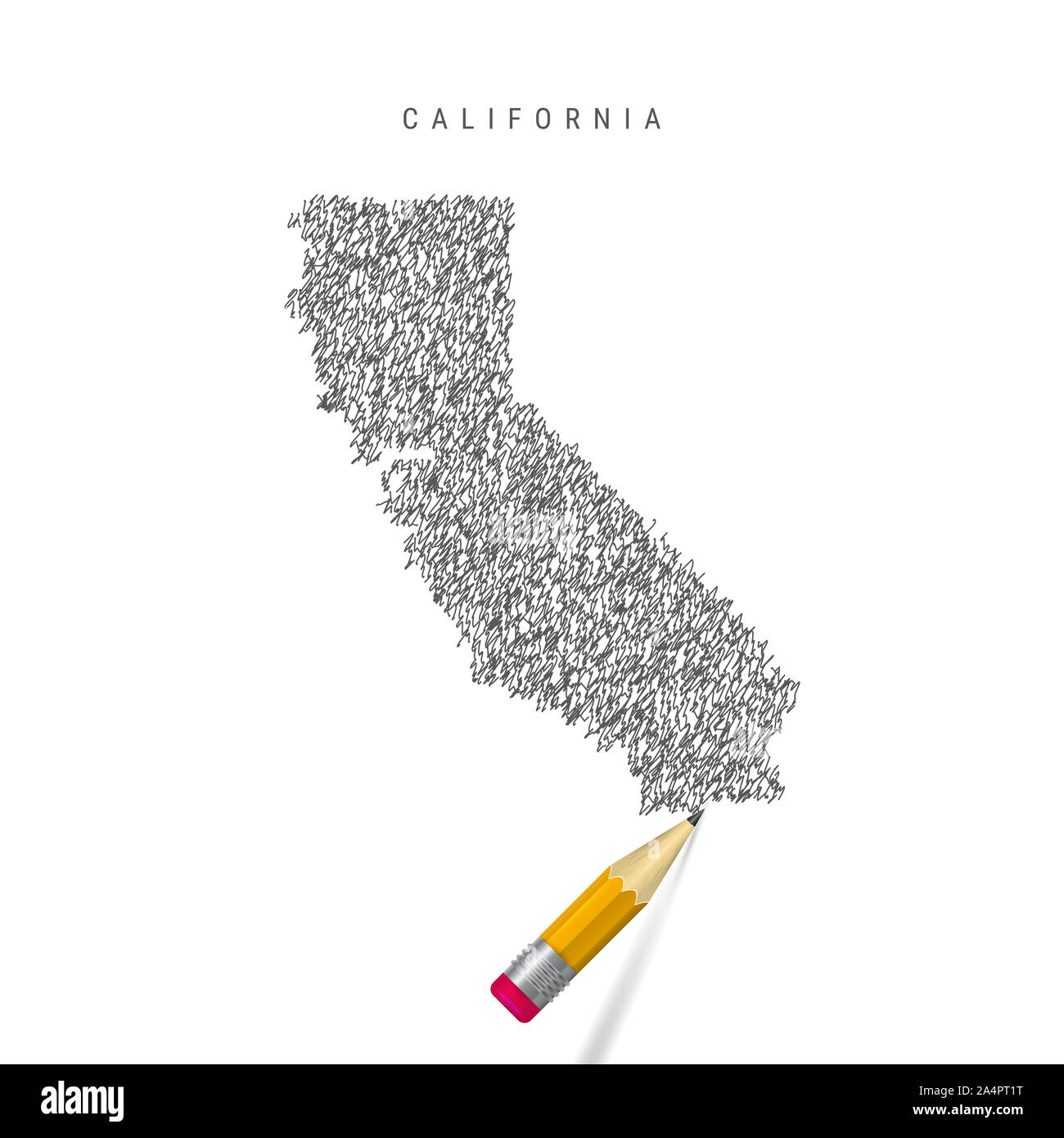 California Sketch Scribble Map Isolated On White Background Hand Drawn