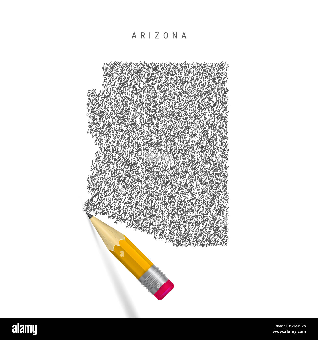 Arizona sketch scribble map isolated on white background. Hand drawn ...