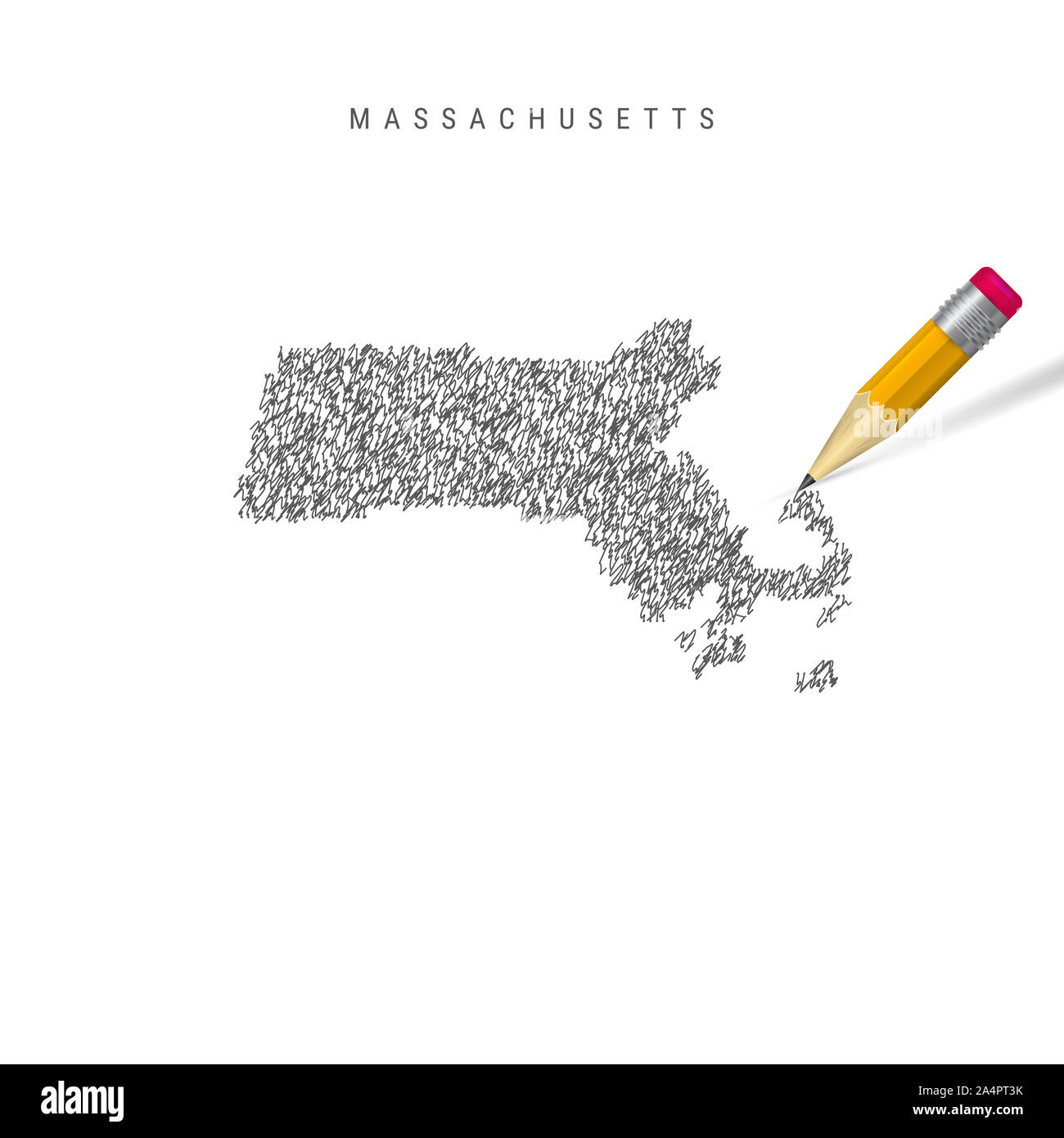 Massachusetts sketch scribble map isolated on white background. Hand ...