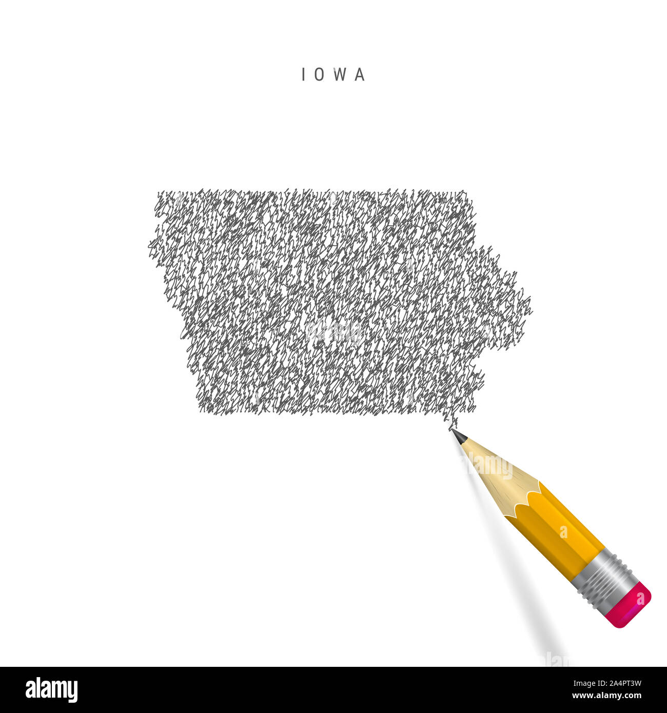 Iowa sketch scribble map isolated on white background. Hand drawn map ...