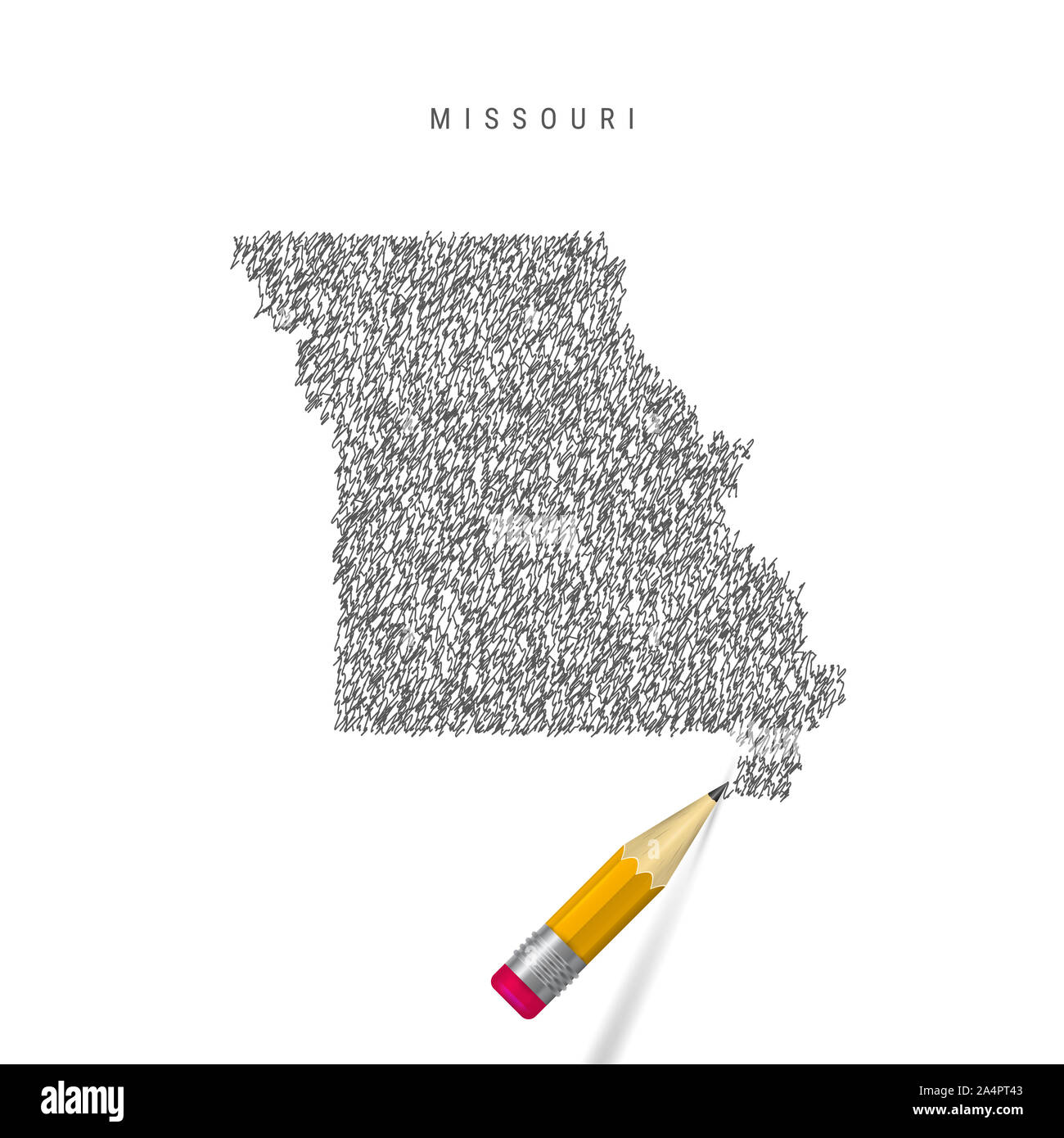 Missouri sketch scribble map isolated on white background. Hand drawn ...