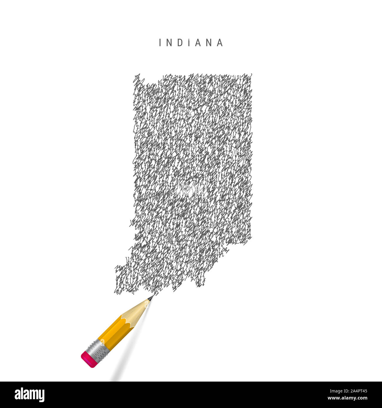 Indiana sketch scribble map isolated on white background. Hand drawn ...
