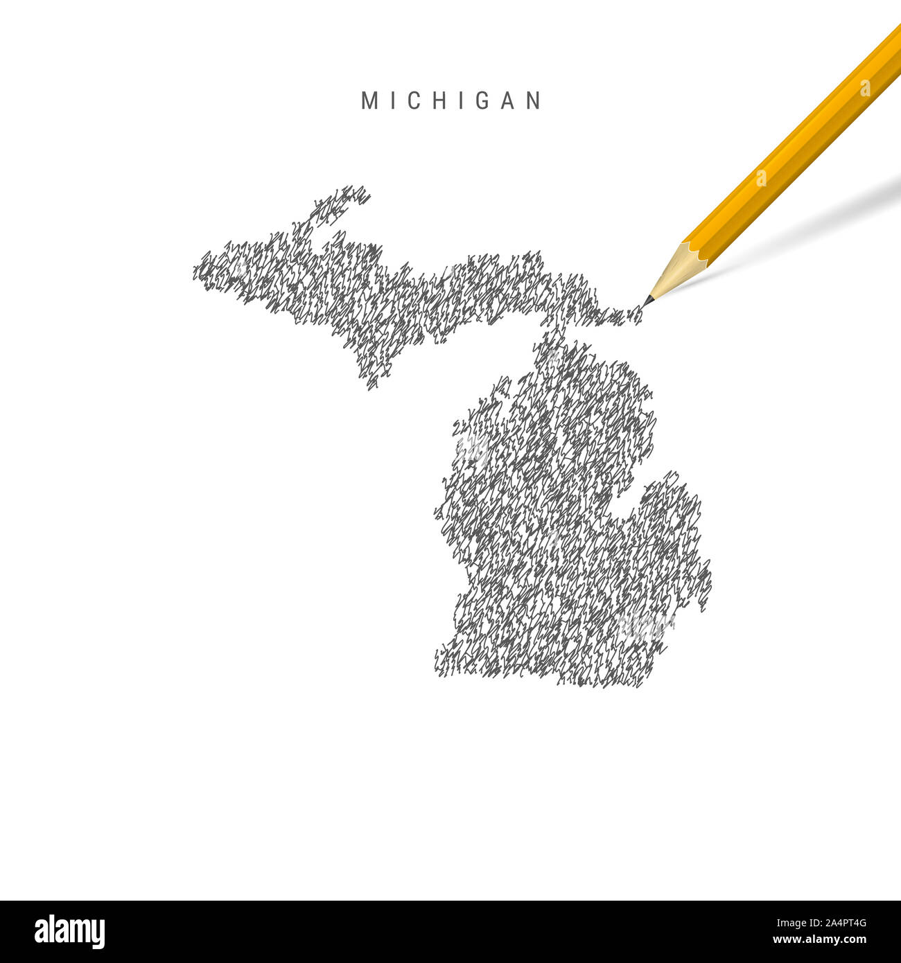Michigan sketch scribble map isolated on white background. Hand drawn ...