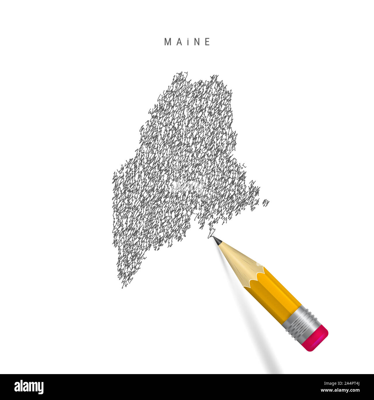 Maine sketch scribble map isolated on white background. Hand drawn map ...