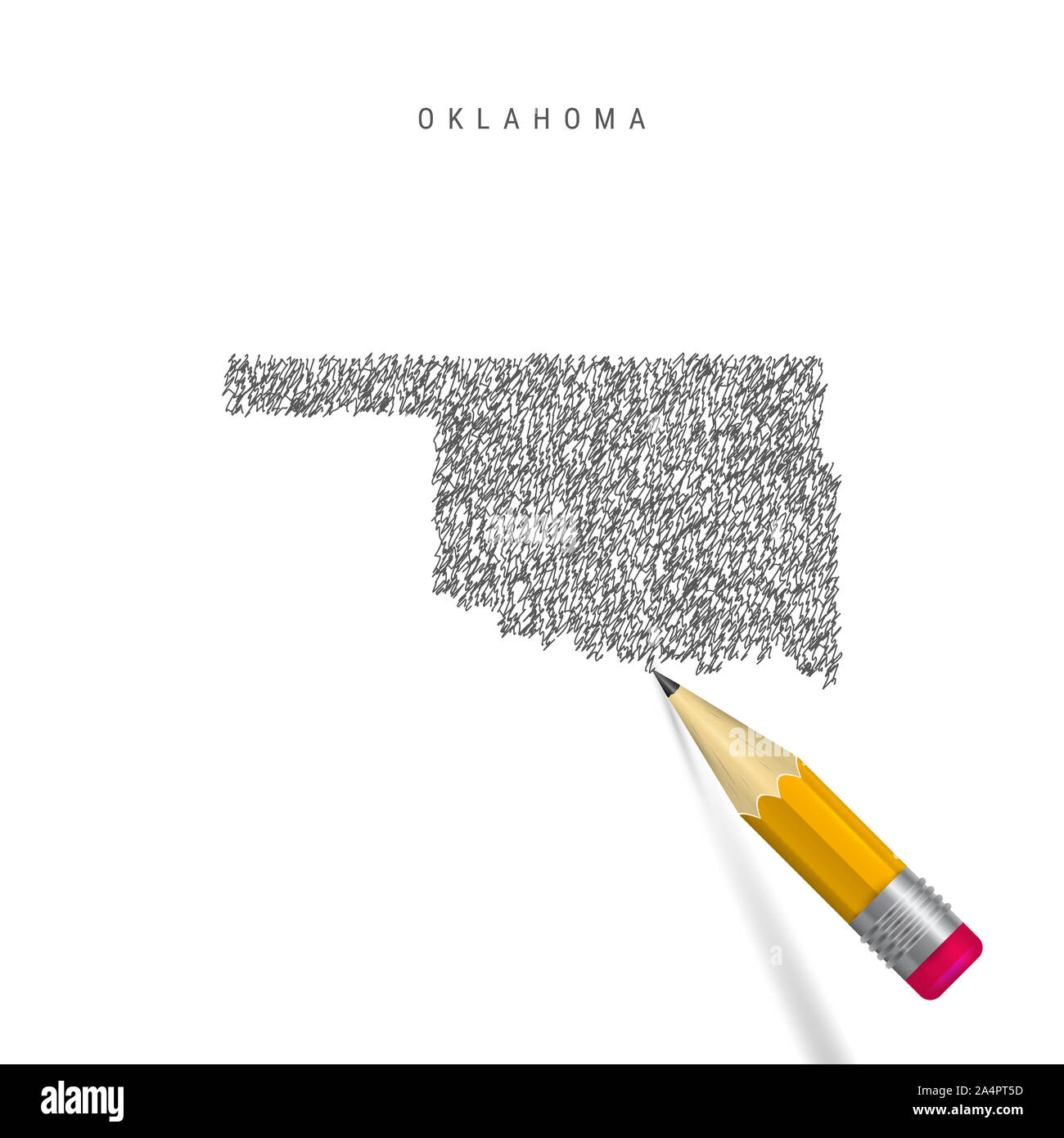 Oklahoma sketch scribble map isolated on white background. Hand drawn ...