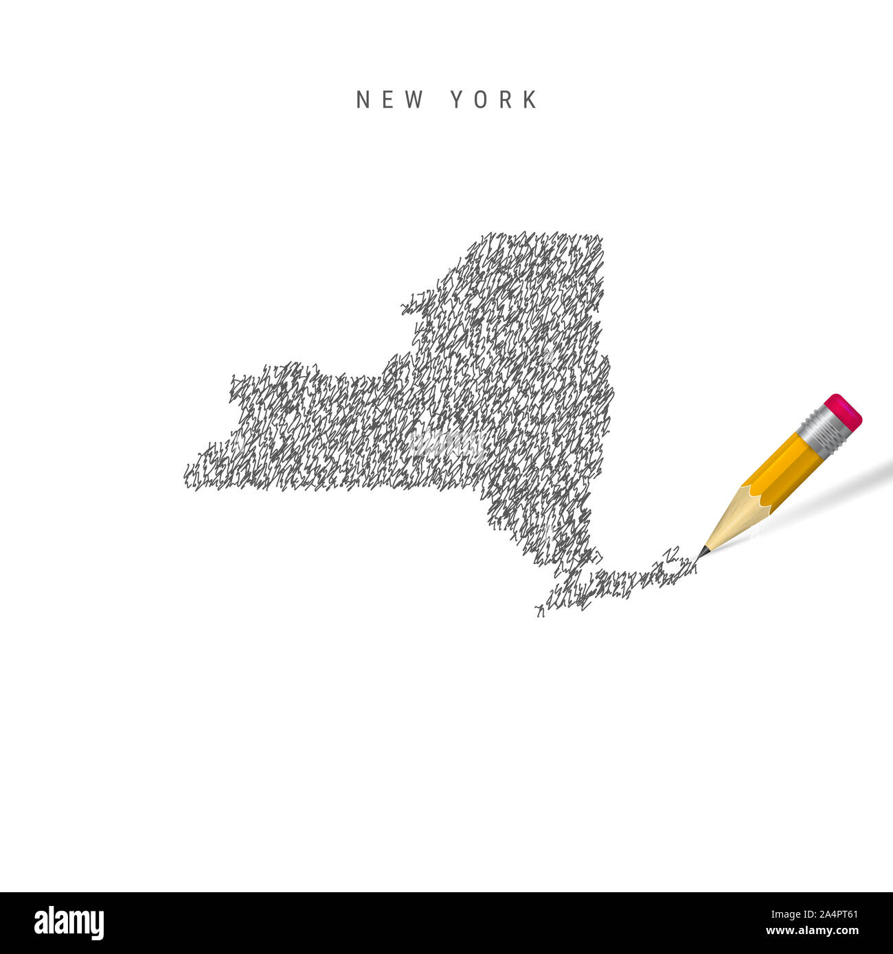 New York sketch scribble map isolated on white background. Hand drawn ...