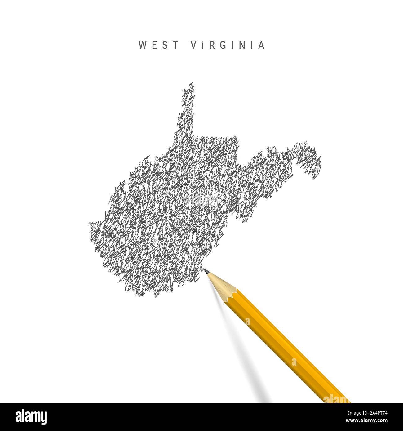 West Virginia Sketch Scribble Map Isolated On White Background Hand