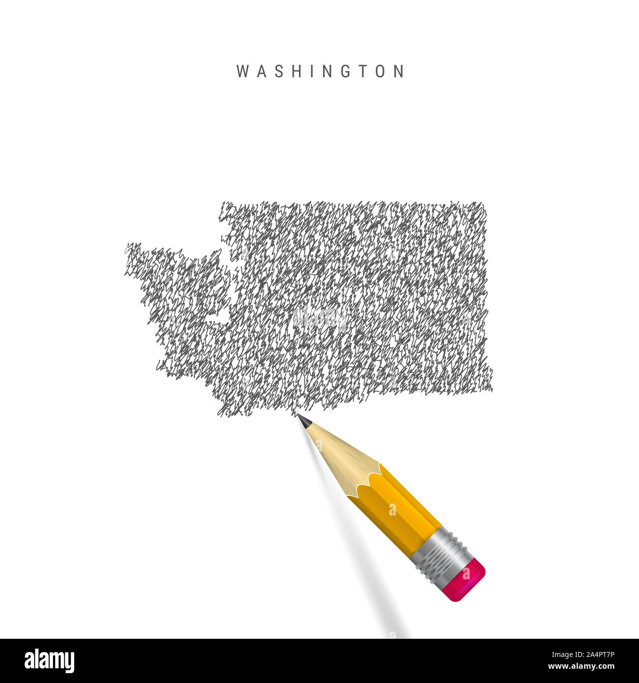 Washington sketch scribble map isolated on white background. Hand drawn ...